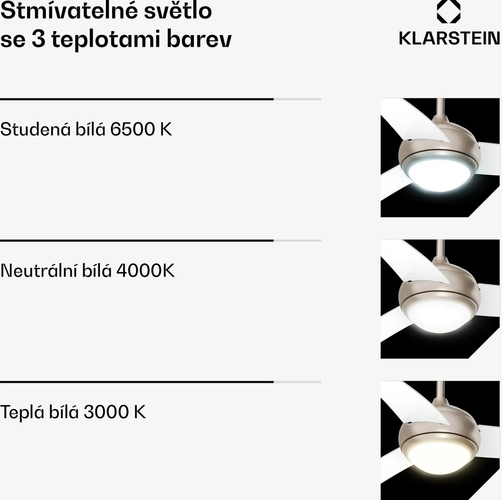 Klarstein El Paso stropní ventilátor se světlem | 132 cm | 35 W | Tichý provoz | Dřevo