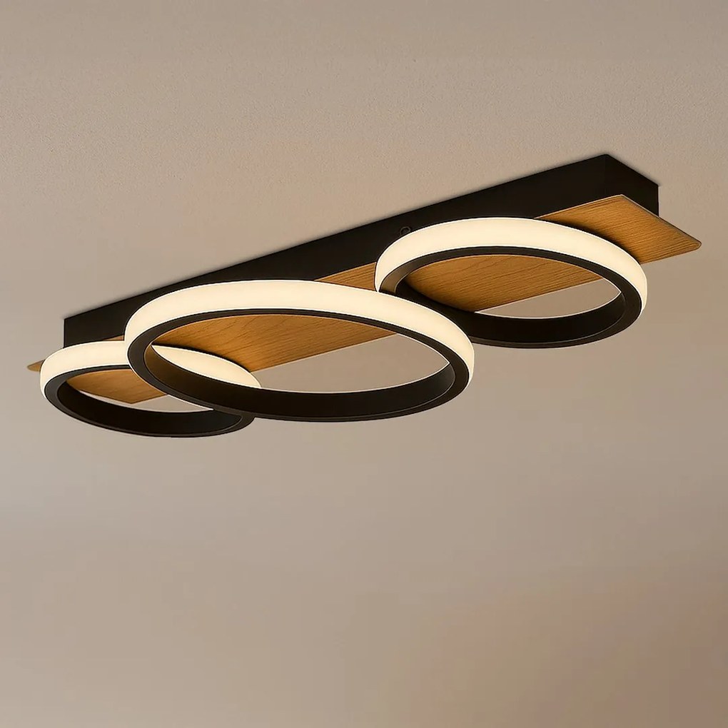 Stropní LED svítidlo Rowena, 3x LED 18w, 4000k, b/imitace dřeva