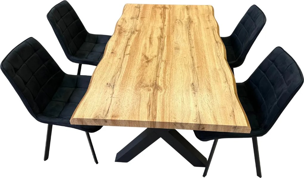 Vikio Jídelní set pro 4 osoby 140x90 cm dub-černá VJS114-41C