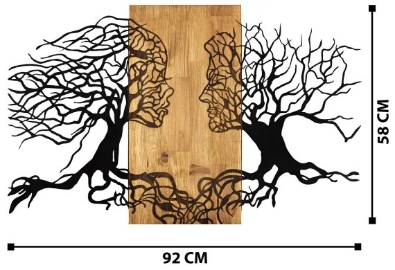 Nástěnná dekorace 58x92 cm strom života dřevo/kov