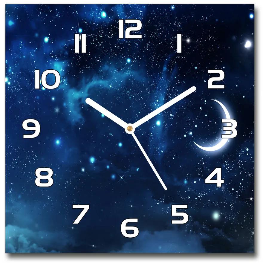Wallmuralia Skleněné hodiny čtverec Hvězdné nebe 30x30 cm