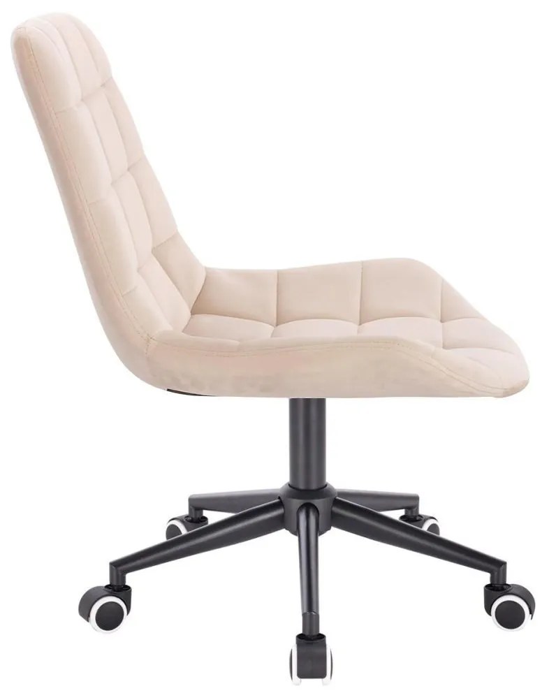 LuxuryForm DESIGN Otočná židle PARIS VELUR na černé podstavě s kolečky - krémová