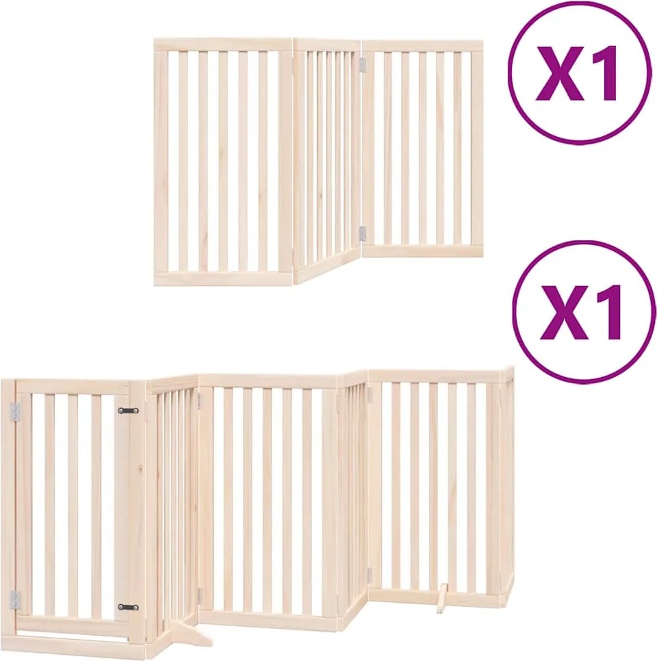 Zábrana pro psy s dvířky skládací 9 panelů 450 cm topol 3155644