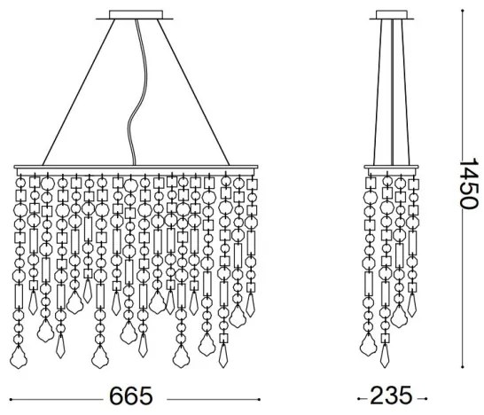 Ideal Lux - Křišťálový lustr na lanku RAIN 5xE14/40W/230V čirá