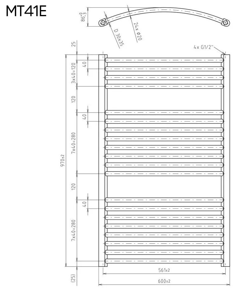 Mereo Mereo, Otopný žebřík oblý, bílý, elektrický, MT41E