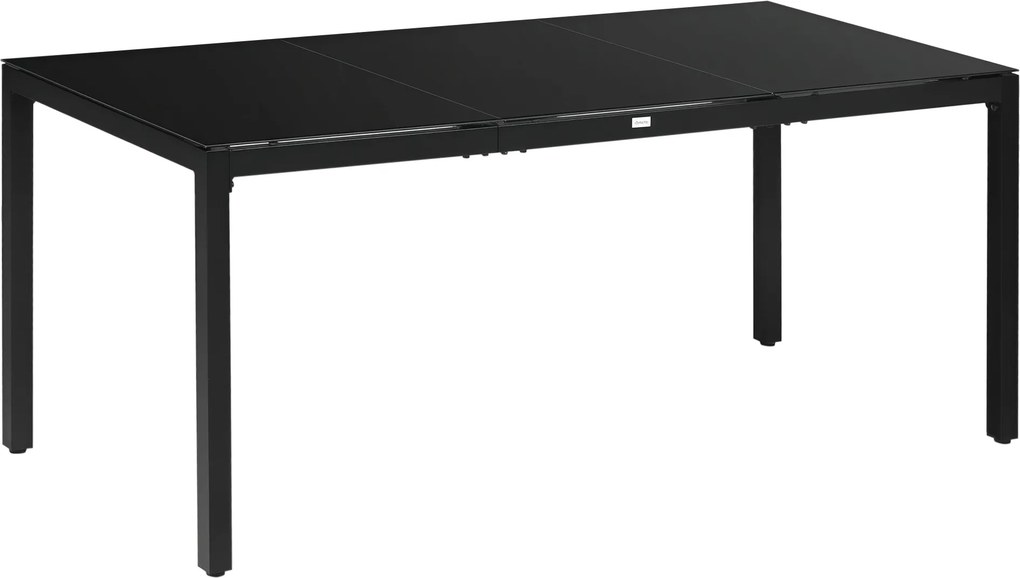 Obdélníkový zahradní stůl Outsunny pro venkovní jídelnu pro 8 osob s tvrzeným sklem a hliníkovým rámem 180 x 80 x 72 cm Černý
