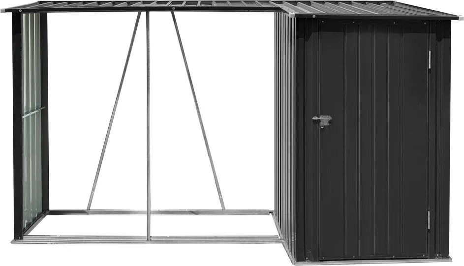 Přístřešek na dřevo s kůlnou, 270x104x159 cm, antracit, ARPOL TYP 2
