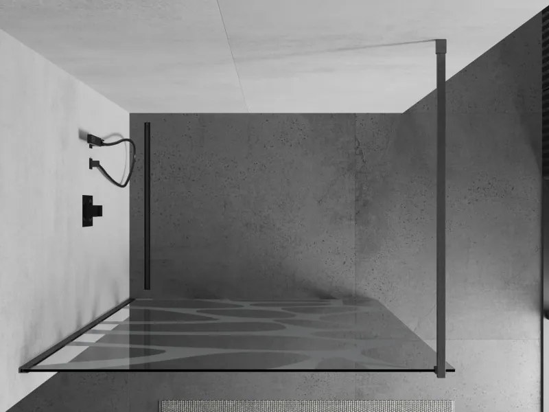 Mexen Kioto, sprchová zástěna Walk-In 120 x 200 cm, 8mm čiré sklo bílý vzor, grafitový profil, 800-120-101-66-97