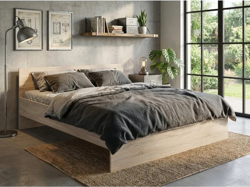 Postel ELISA 140 x 200 cm, dub sonoma Matrace: Matrace Deluxe 10 cm, Rošt: Bez roštu
