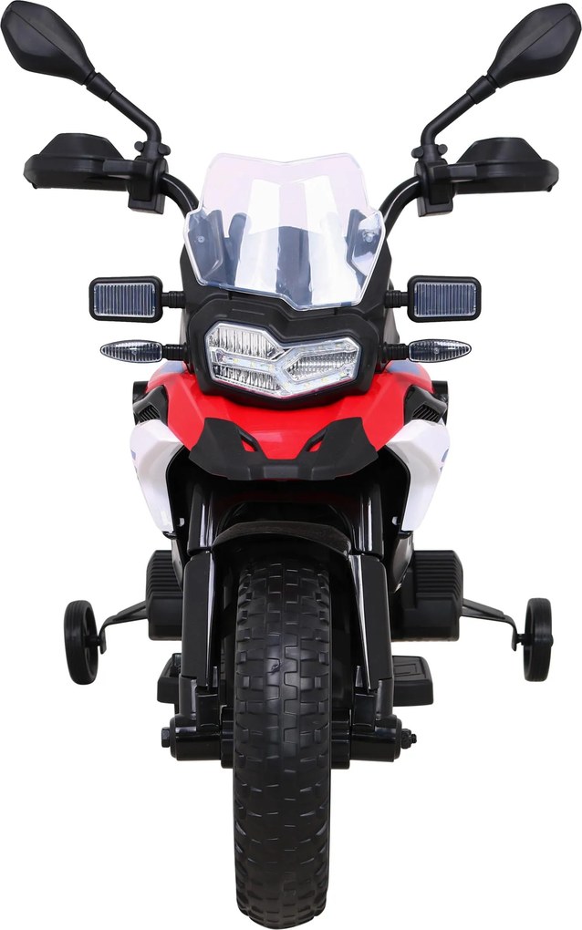 Ramiz Dětská motorka na baterie BMW F850 GS červená + pomocná kolečka + audio LED + pomalý start + EVA