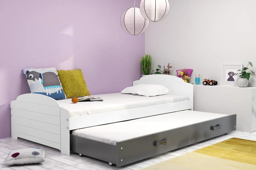 BMS Group Dětská postel s přistýlkou Lili 2 - 200x90 Grafit/růžová