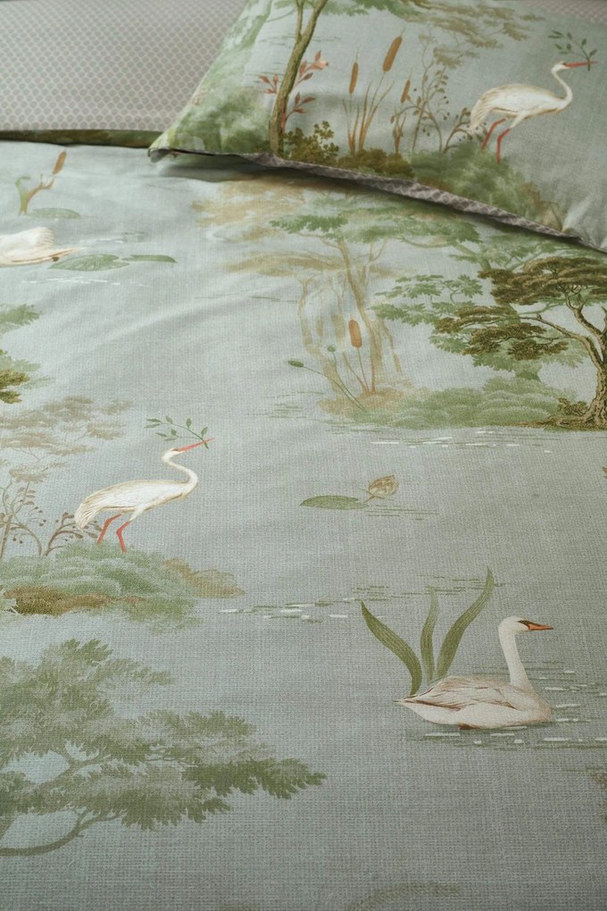 Pip Studio perkálové povlečení Darjeeling Days Green - 200 x 200 cm (Luxusní romantické perkálové povlečení)