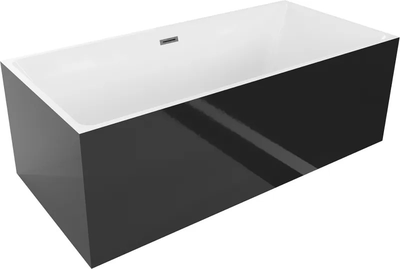 Mexen Nita, volně stojící vana 170 x 80 cm, bílá-černá, grafitový přepad, 52091708075-66