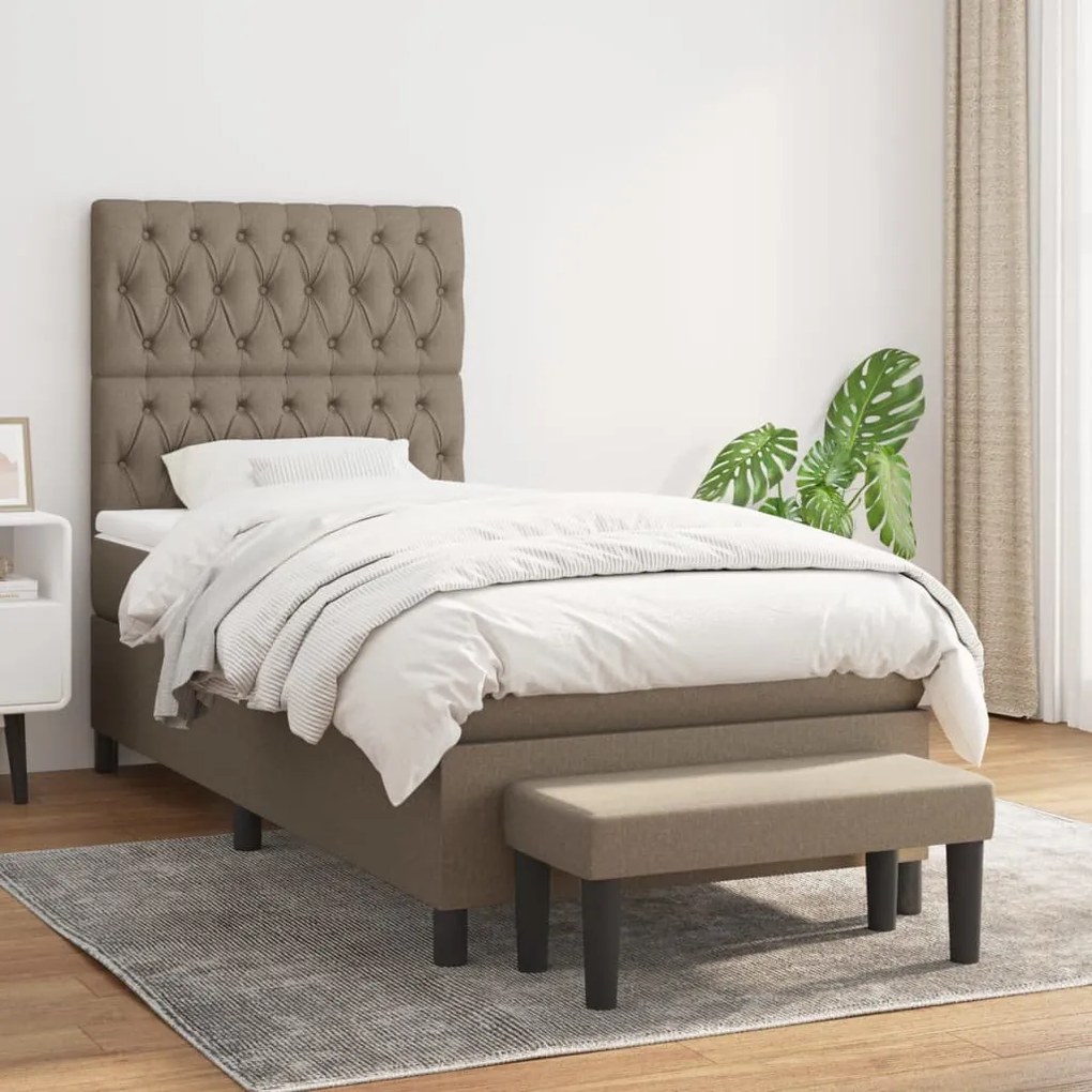 Box spring postel s matrací taupe 90x200 cm textil 3136809