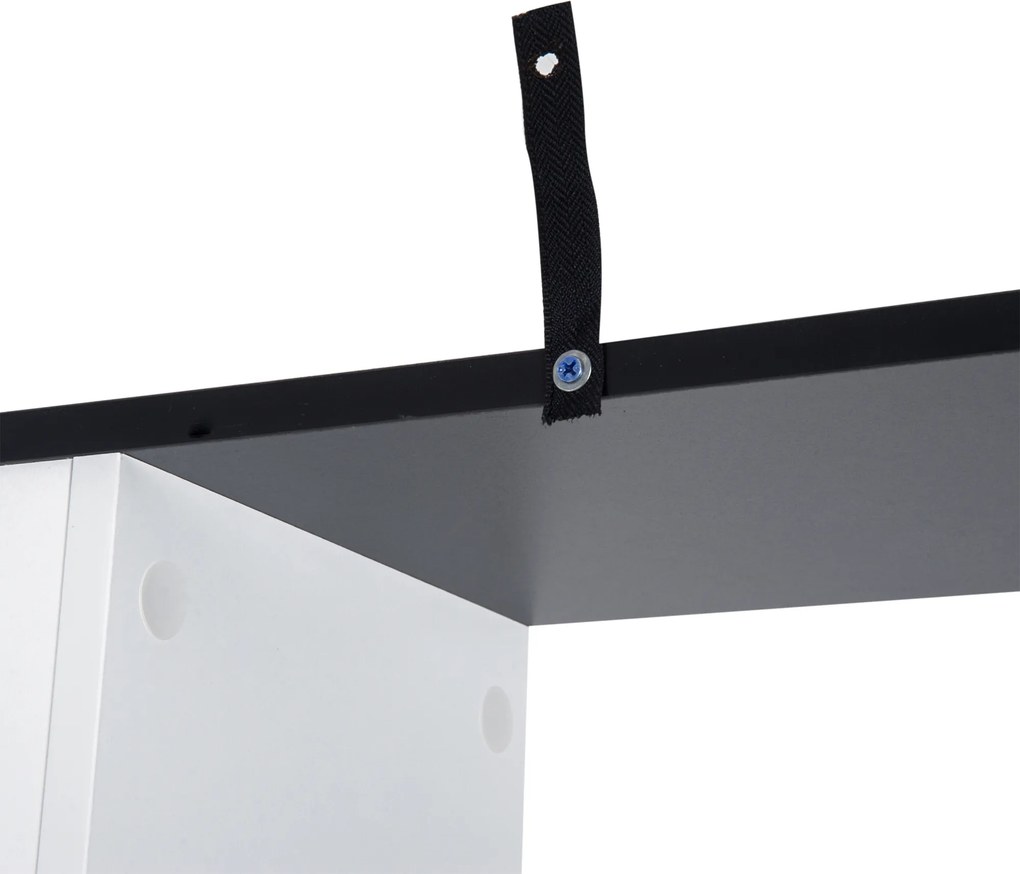 HOMCOM 5-patrová knihovna ve tvaru S, moderní design pro obývací pokoj a kancelář 60x24x184,5 cm Černá a bílá