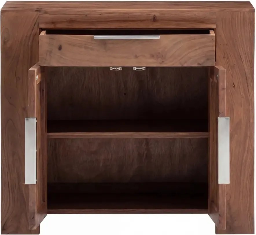 furniture-nabytek.cz - Komoda Osvaro akácie - Stříbrné kovové úchytky