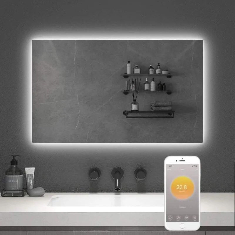 ByeCold | Zrcadlový infrapanel | LED světlo | 580W | 100x60 cm | WiFi termostat | Dálkový ovladač | Výhřevnost 10,5m² | IGT2-G1006M-LH