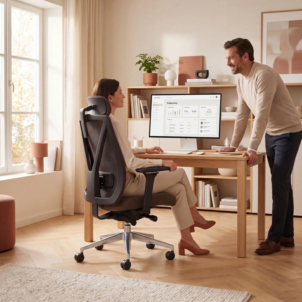 Ergonomická otočná kancelářská židle, hnědá: VECTOR