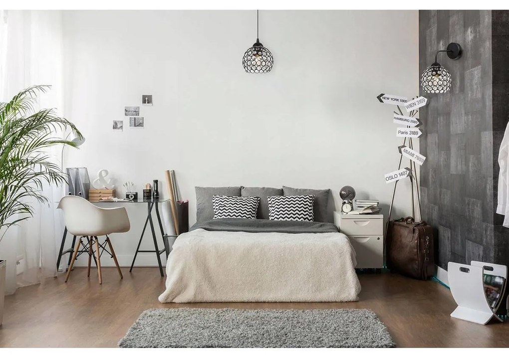 Nástěnné svítidlo Crystal, 1x černé křišťálové stínítko