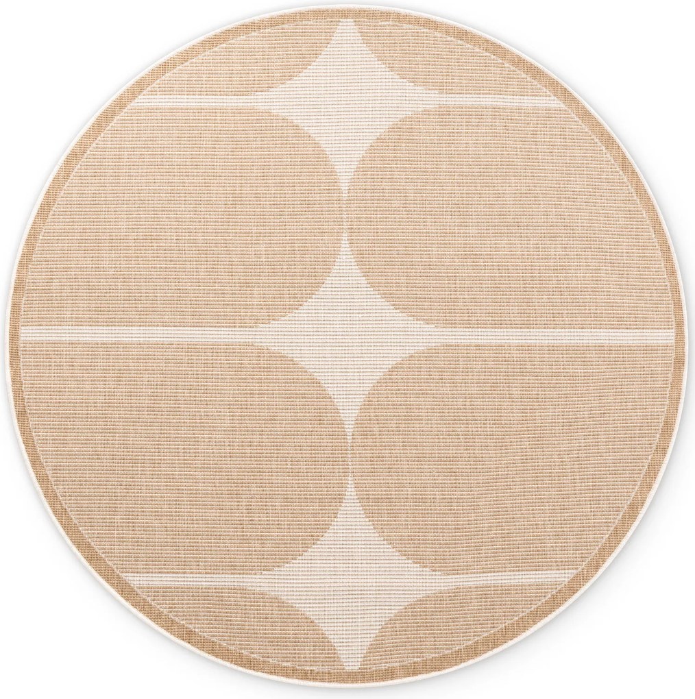 NORTHRUGS, Kusový koberec Duet Bowen 106245 Beige/White kruh - na ven i na doma, 160x160 (průměr) kruh, béžová, chodba / předsíň