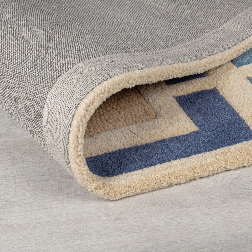Flair Rugs, Ručně všívaný běhoun Illusion Retro Blocks Blue/Multi, 60x230, vícebarevná, ložnice