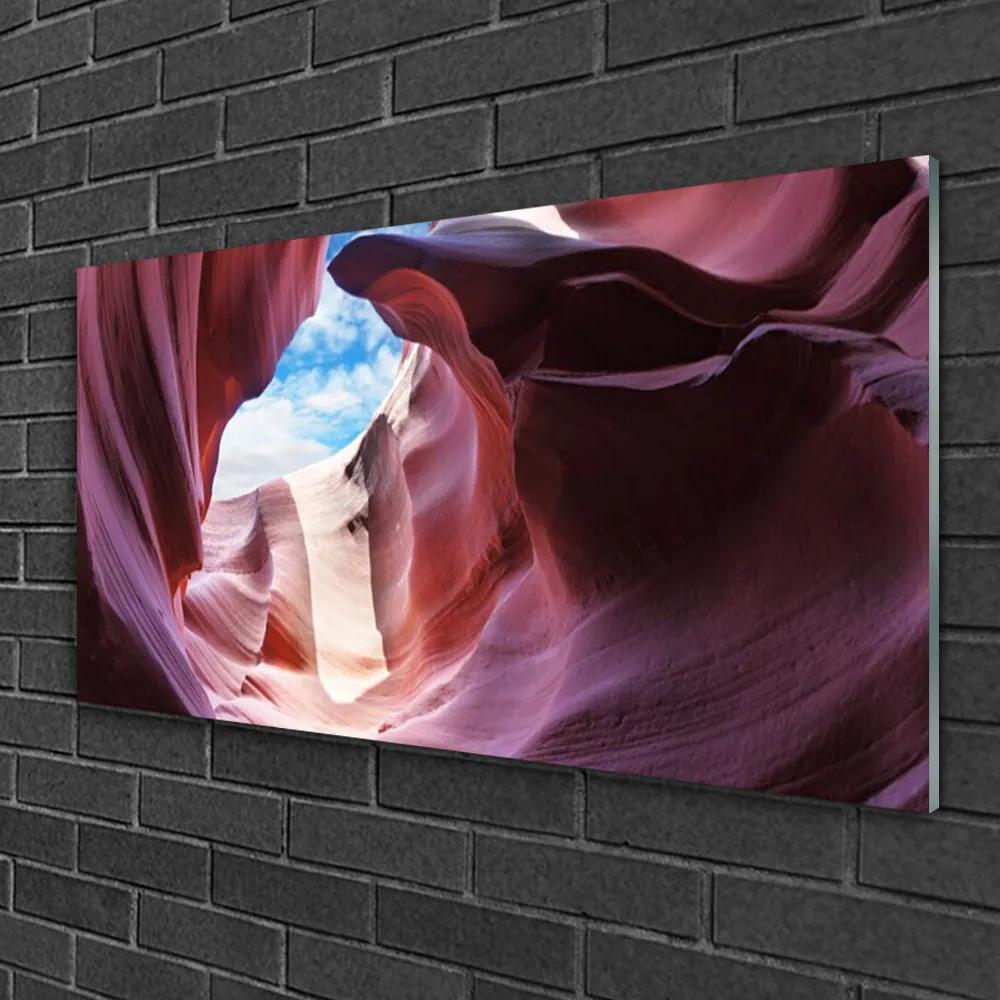 Obraz na skle Skálka Řeka Koryto Umění 125x50 cm