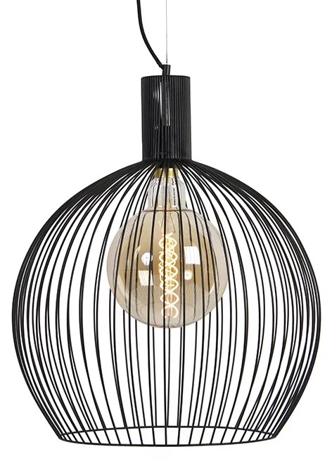 Designová kulatá závěsná lampa černá 50 cm - Wire Dos