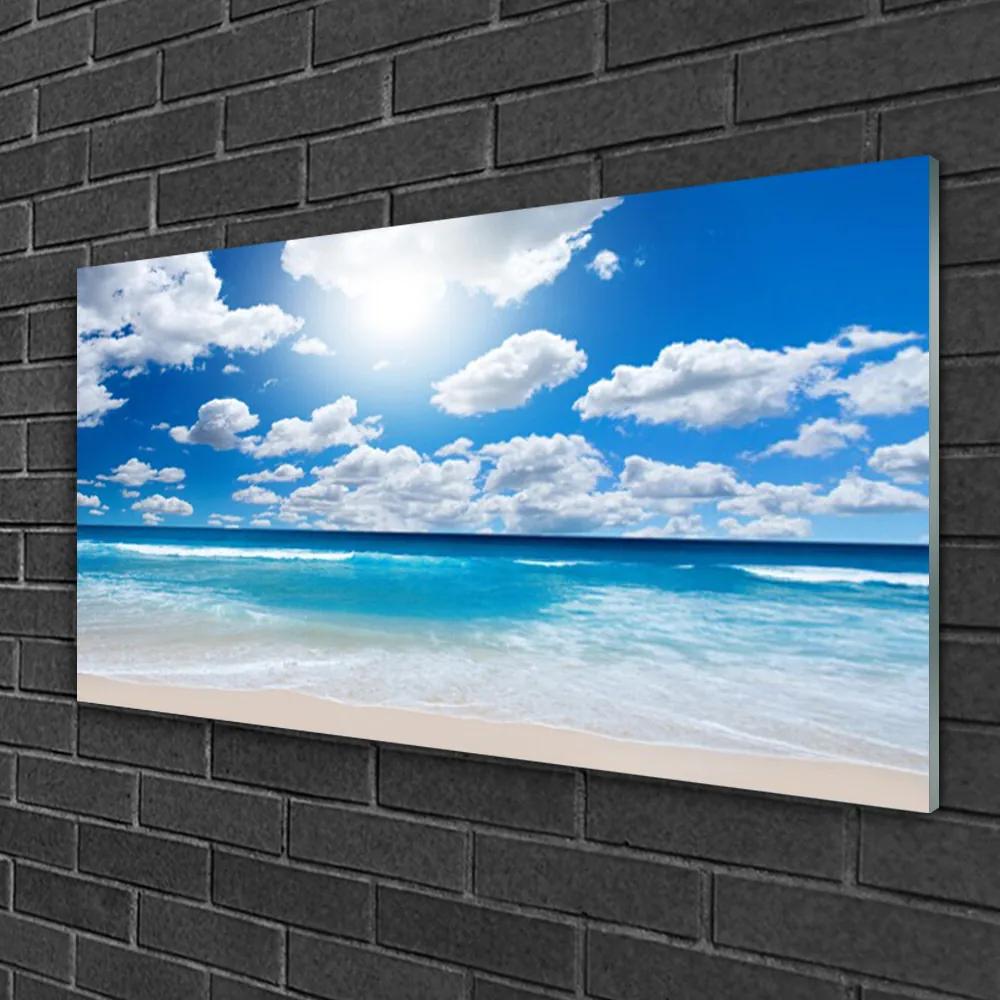 Obraz na skle Moře Pláž Mraky Krajina 100x50 cm