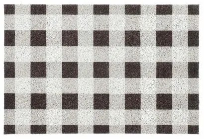 Podložka pod rohožku s gumou CHESS, kostkovaná, černá|bílá|béžová-krémová, 91x60cm|Esschert Design