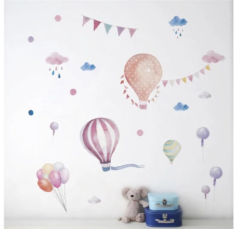 Samolepka na zeď "Létající balóny 2" 88x62 cm