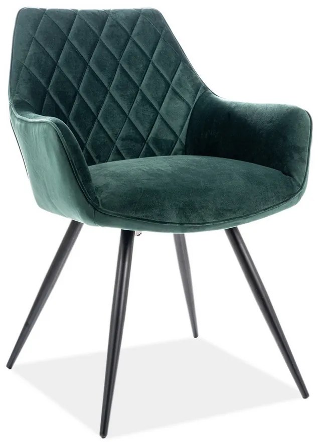 Casarredo Jídelní čalouněná židle LINEA velvet zelená/černá