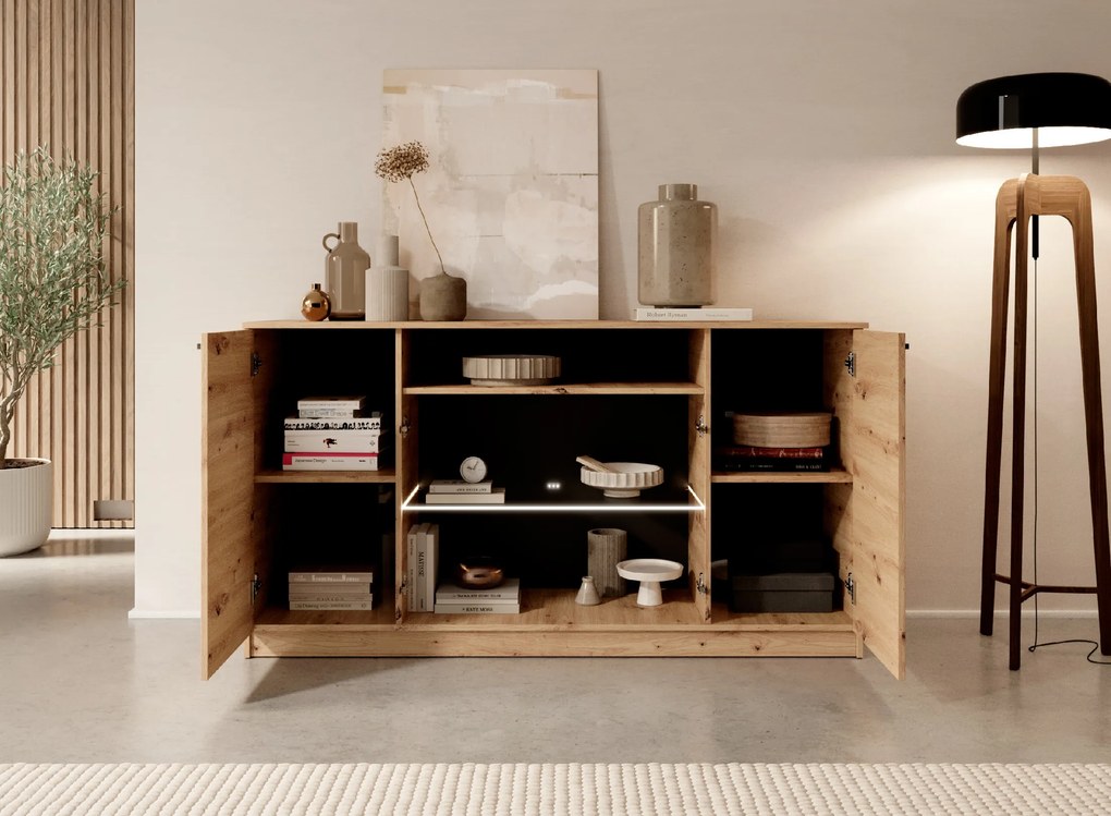 ADRK Furniture Vitrína Evi I s LED osvětlením ADRK-SHC-EVI-160-ART-L