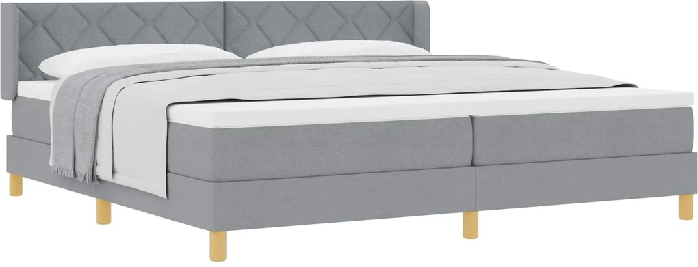 Postel s boxspringem s čelo Světle šedá 200 x 200 cm textil 3341377