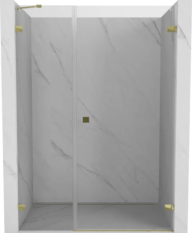 Mexen Lunar-B, pravé otočné sprchové dveře 110 cm, čiré sklo, zlatý profil, 832S-110-050-50-00-P