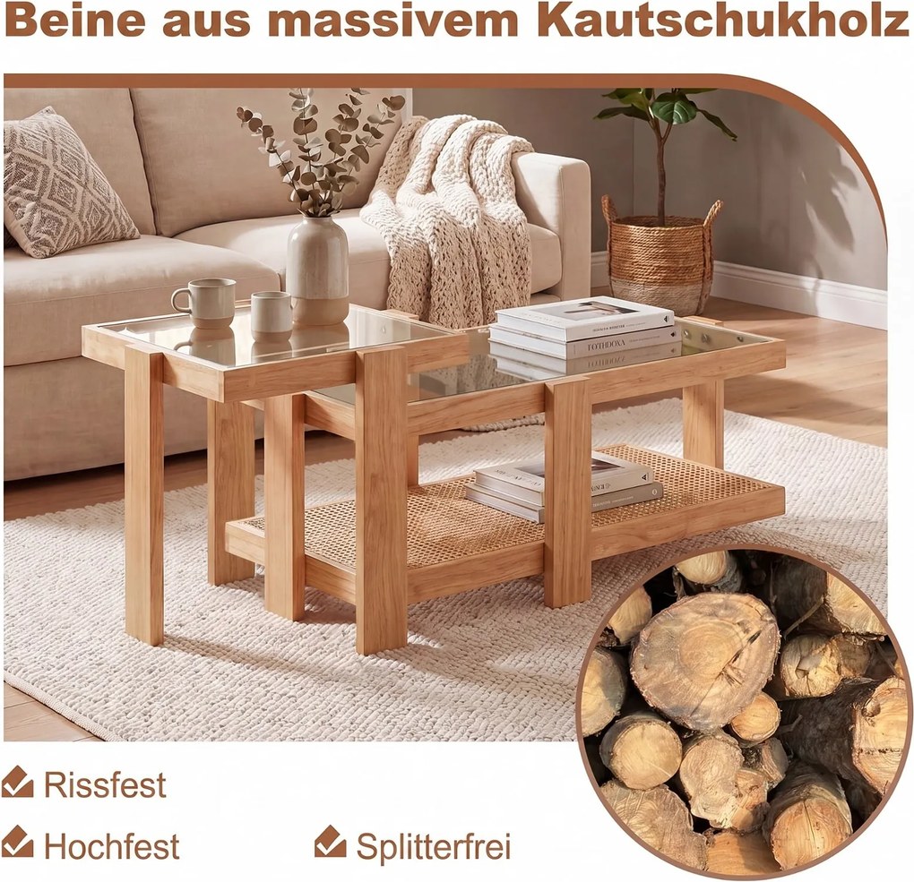 Costway Sada 2 konferenčních stolků v boho stylu, stohovatelný odkládací stolek