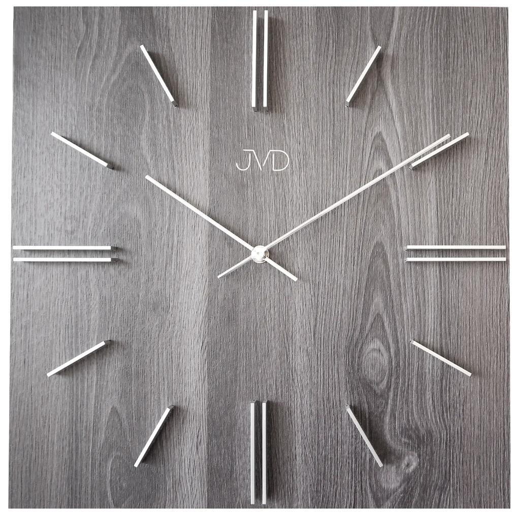 Designové moderní dřevěné hranaté hodiny s 3D číslicemi JVD HC45.2