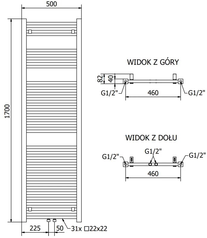 Mexen Pluton topné těleso 1700 x 500 mm, 844 W, černá, W106-1700-500-00-70