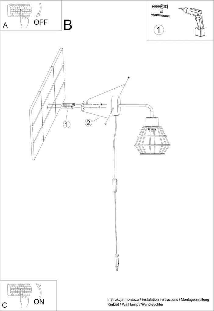Sollux Lighting Nástěnné svítidlo SUBA černé