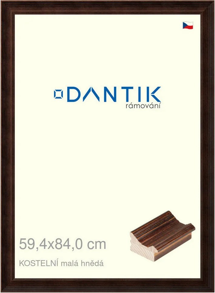 DANTIK rámeček 59,4x84 | KOSTELNÍ malá hnědá (Plexi Čiré)