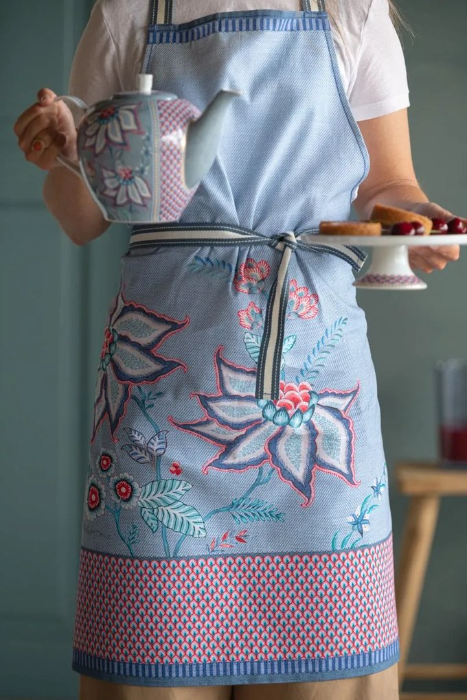 Pip Studio Flower Festival dortový podnos Ø21cm, červeno-modrý (porcelánový servírovací podnos)