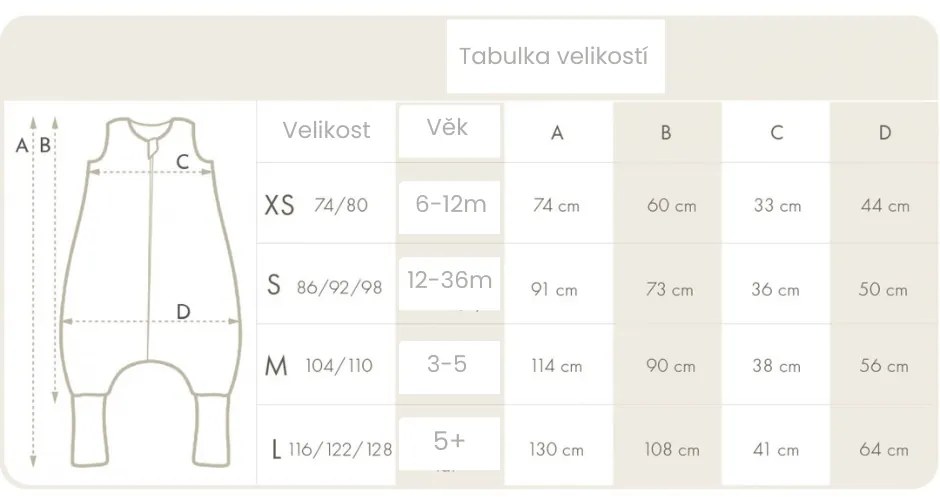 Babysteps Spací pytel s nohavicemi LOUKA Velikost: S (12-36m)