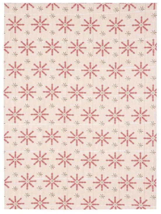 SCANquilt utěrka CHAMBRE+BOARD vločky natur+červená 50 x 70 cm