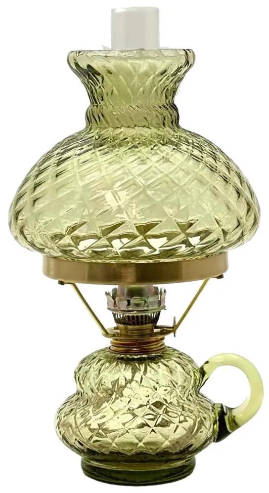 Floriánova huť Petrolejová lampa ANNA 33 cm lesní zelená káro FL0044