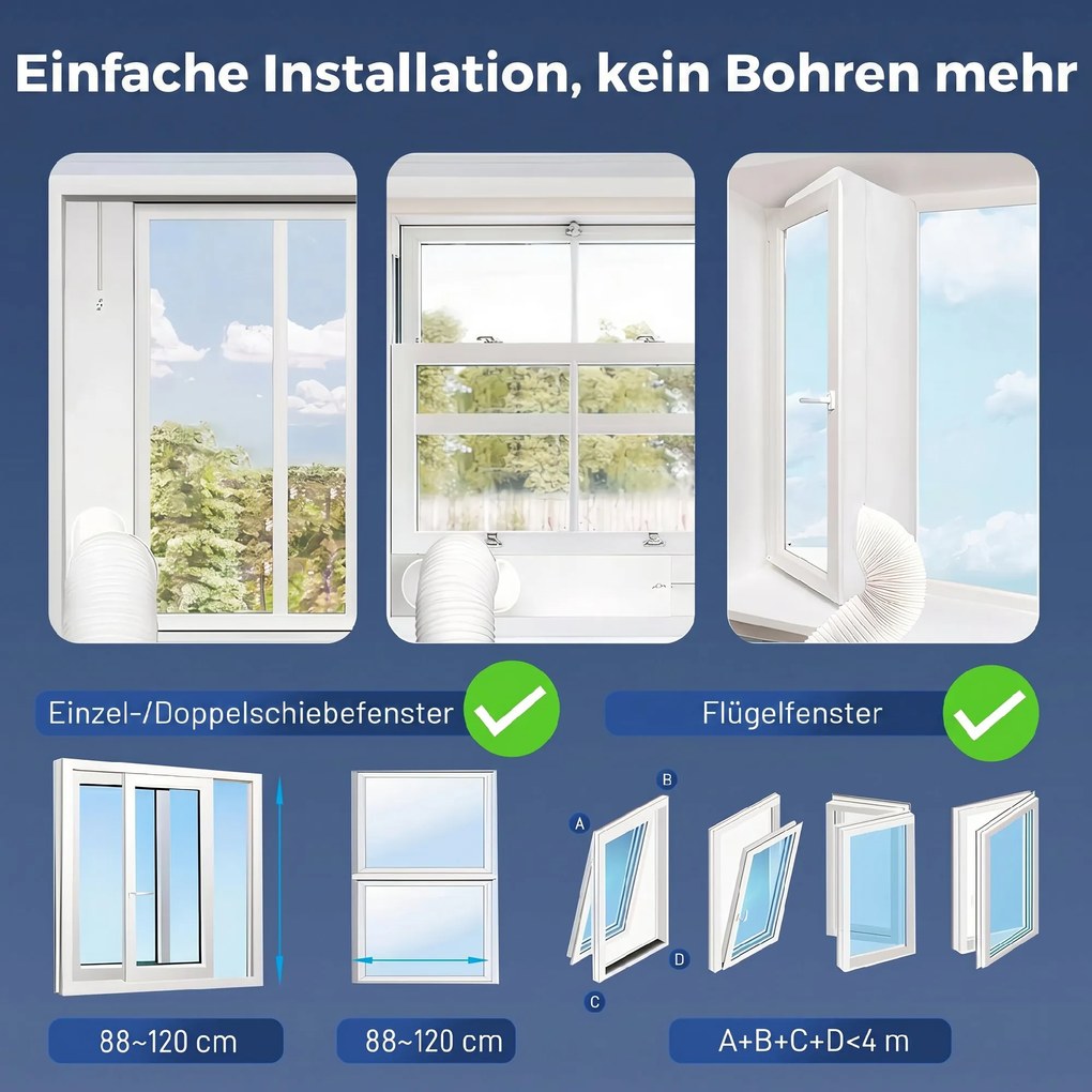 Přenosná klimatizace 12000 BTU, klimatizace s chlazením, odvlhčováním, ventilátorem, režimem spánku, hlasovým ovládáním WiFi