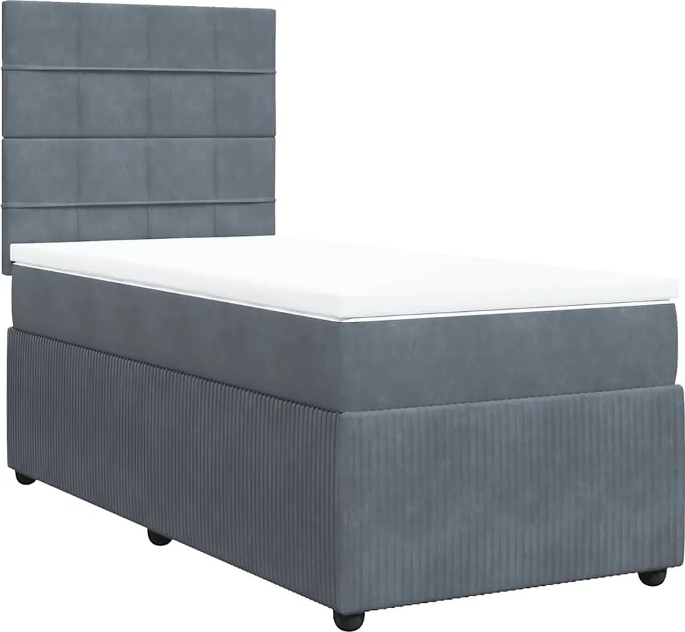 Box spring postel s matrací tmavě šedá 90x200 cm samet 3294539
