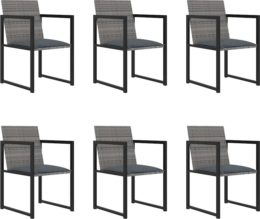 7dílný zahradní jídelní set s poduškami polyratan šedý 313118