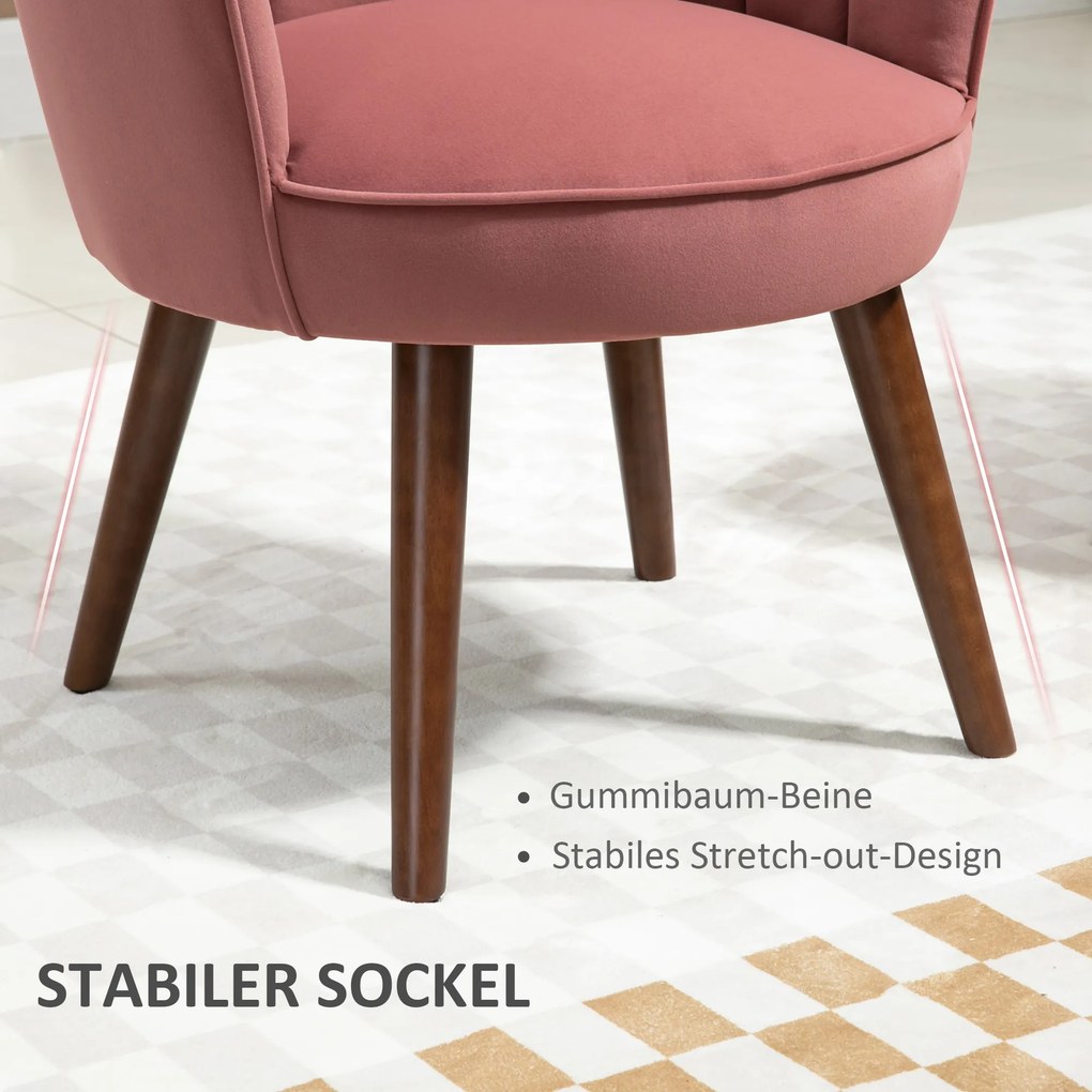 HOMCOM jídelní židle kuchyňská židle křeslo s opěradlem židle do obývacího pokoje polyester kaučukovník růžová 66 x 72 x 79 cm