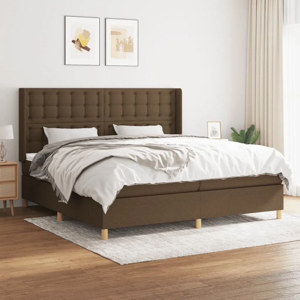 Box spring postel s matrací tmavě hnědá 200x200 cm textil 3132340