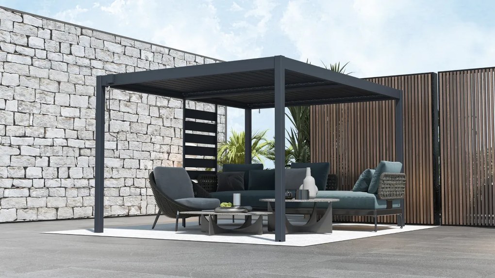 Boční zástěna pro bioklimatickou pergolu BestBerg BBP-ACG / 92 × 203 cm / šedá