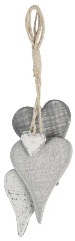 Přírodní závěsná dekorace skupinky srdcí – 32x5x8 cm